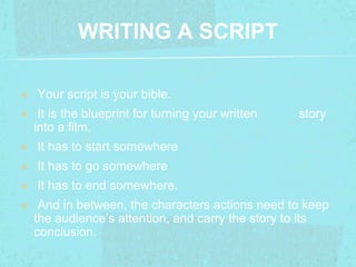 Script writing & story board (Grade 10 Movie Project - Class work) | PPTX