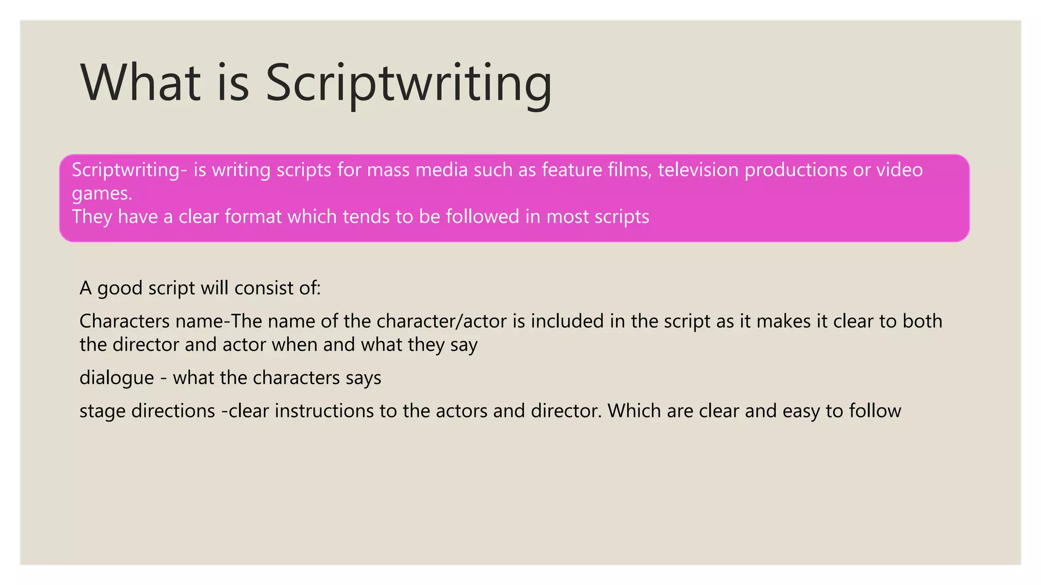 Scriptwritting | PPTX