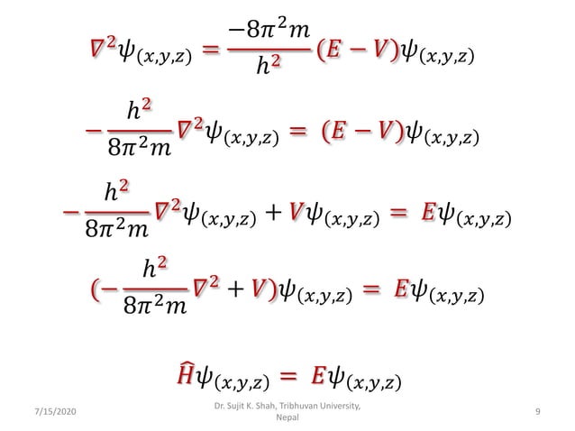 Scrodinger wave equation | PPTX | Physics | Science