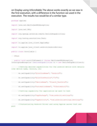 Handling Dynamic Content Loads with Scroll in Appium | PDF