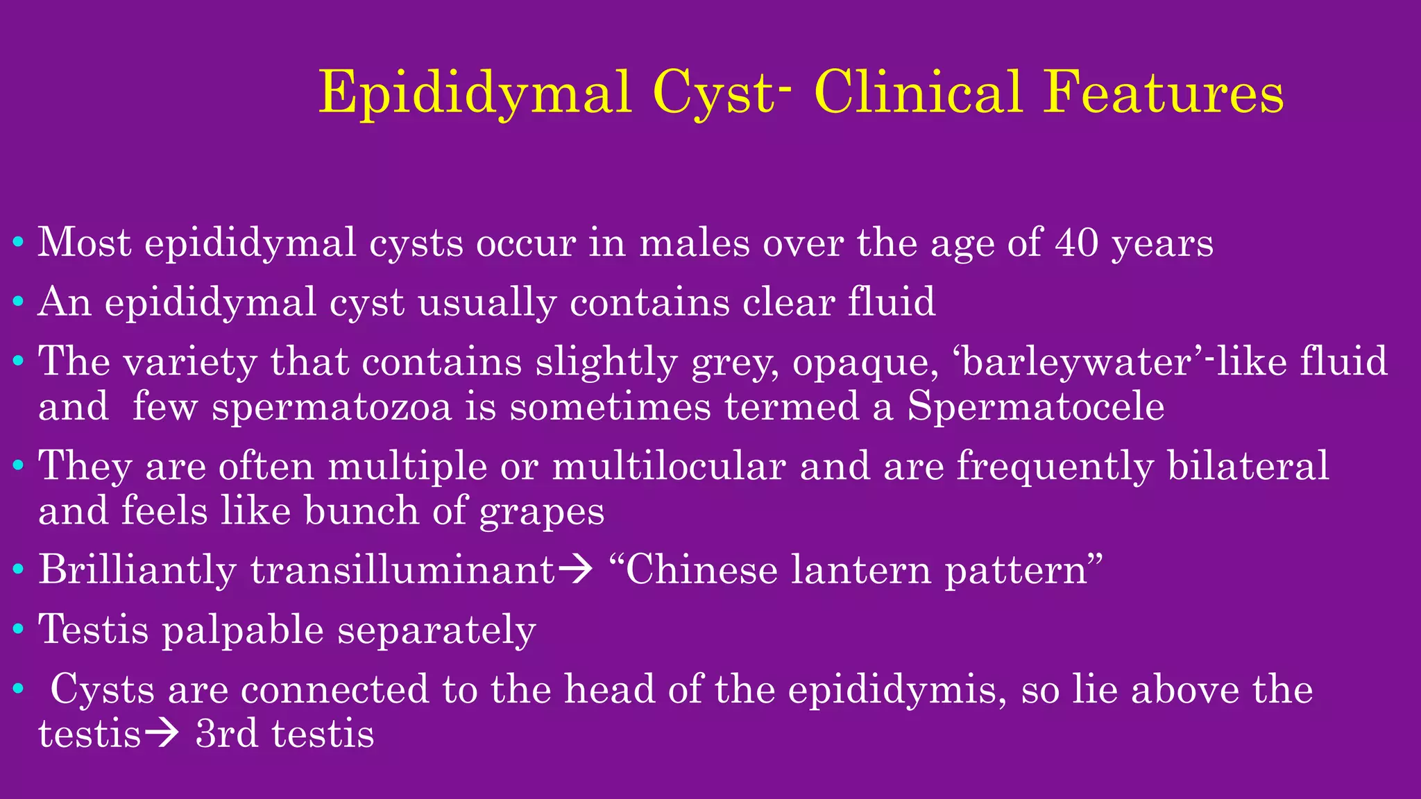 Scrotal swellings 3- Epididymal cyst | PPTX