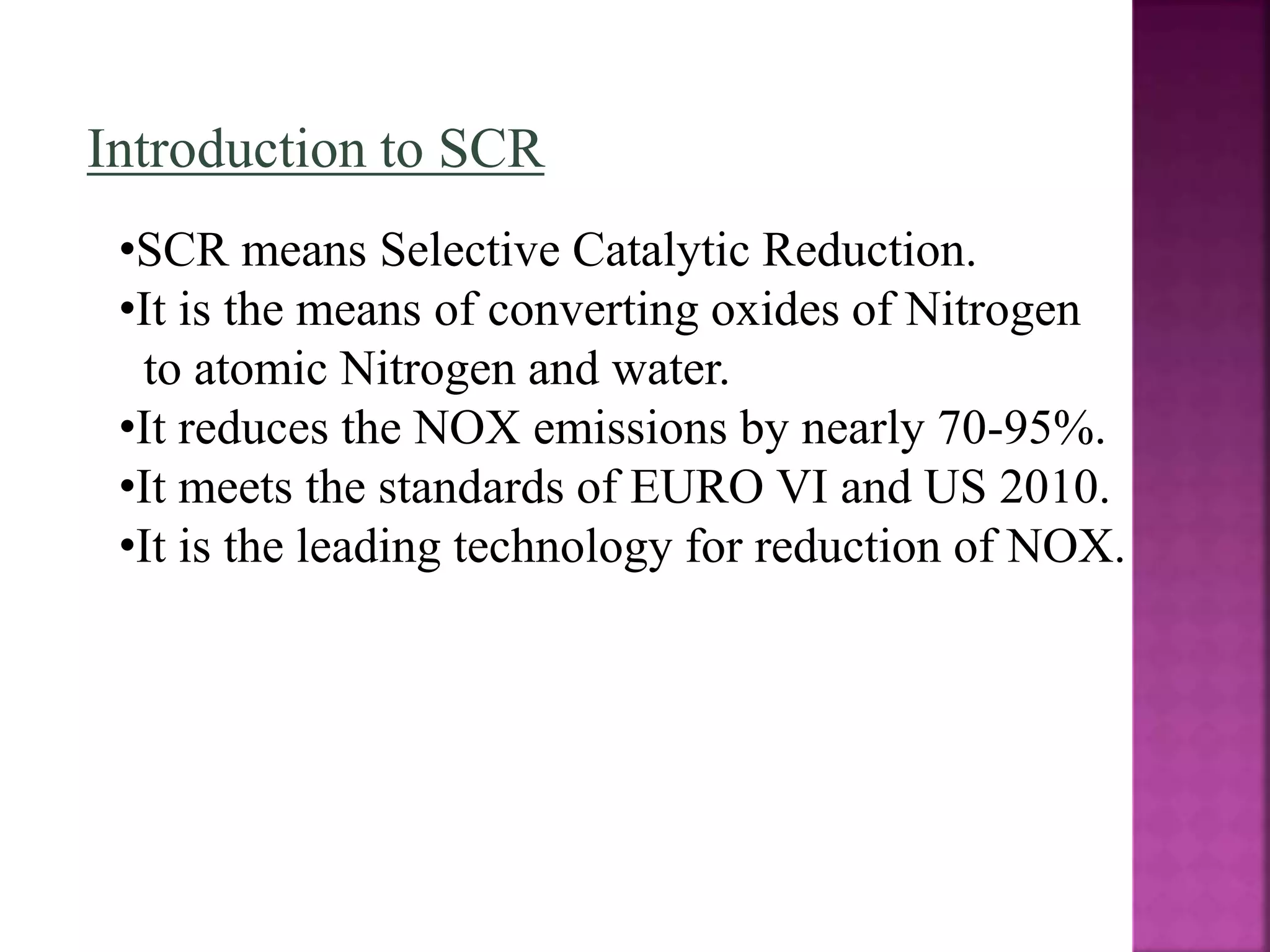 Reduction of NOX using SCR technology | PPTX