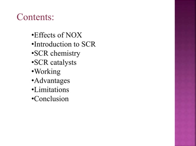 Reduction of NOX using SCR technology | PPTX