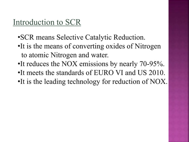 Reduction of NOX using SCR technology | PPTX