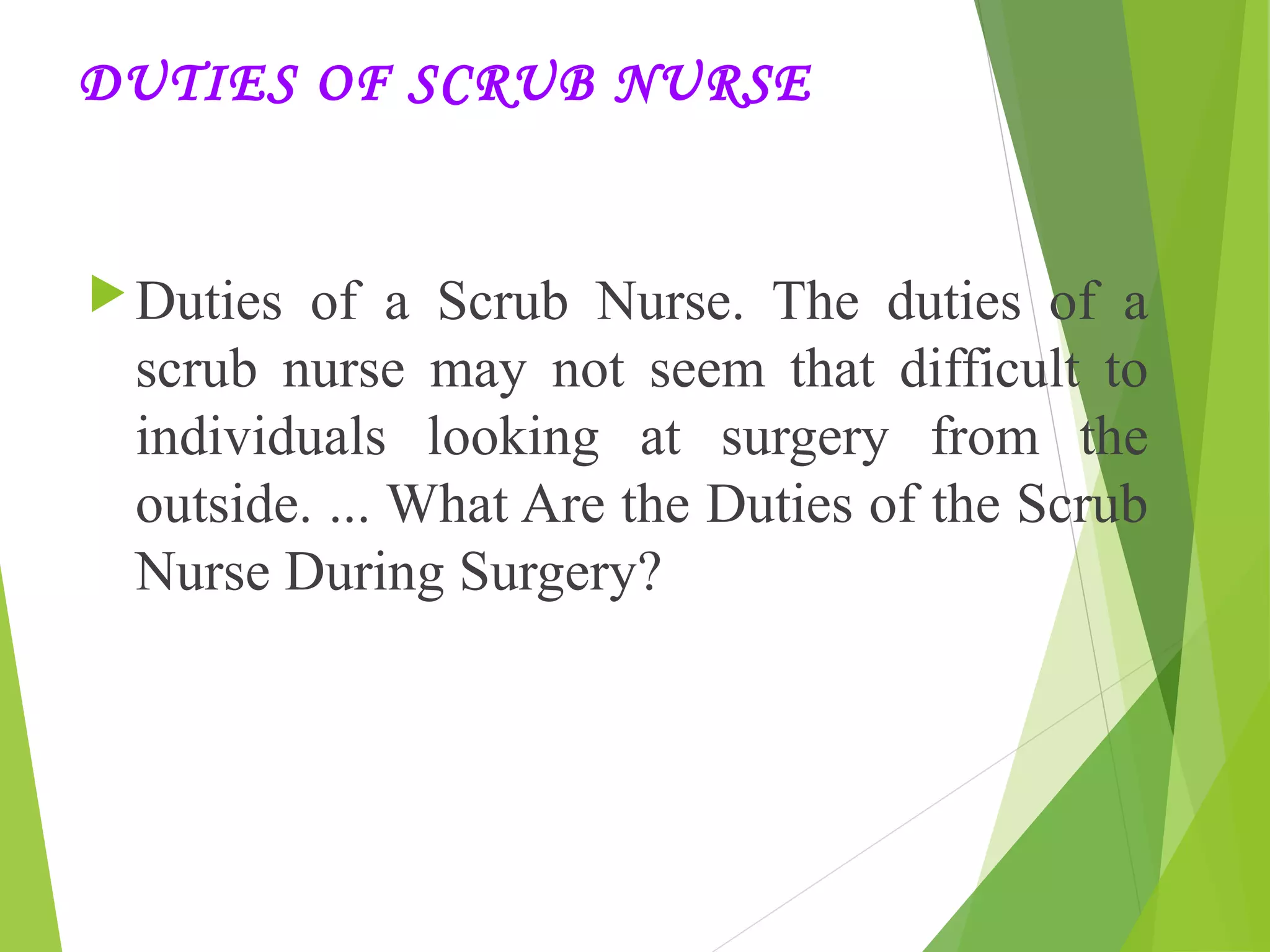 Scrub and circulating nurse | PPT