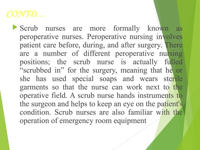 Scrub and circulating nurse | PPT | First Aid | Injuries