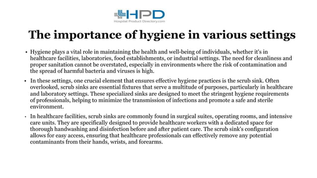 Scrub Sink: Maintaining Hygiene and Infection Control | PPTX | Bath and ...