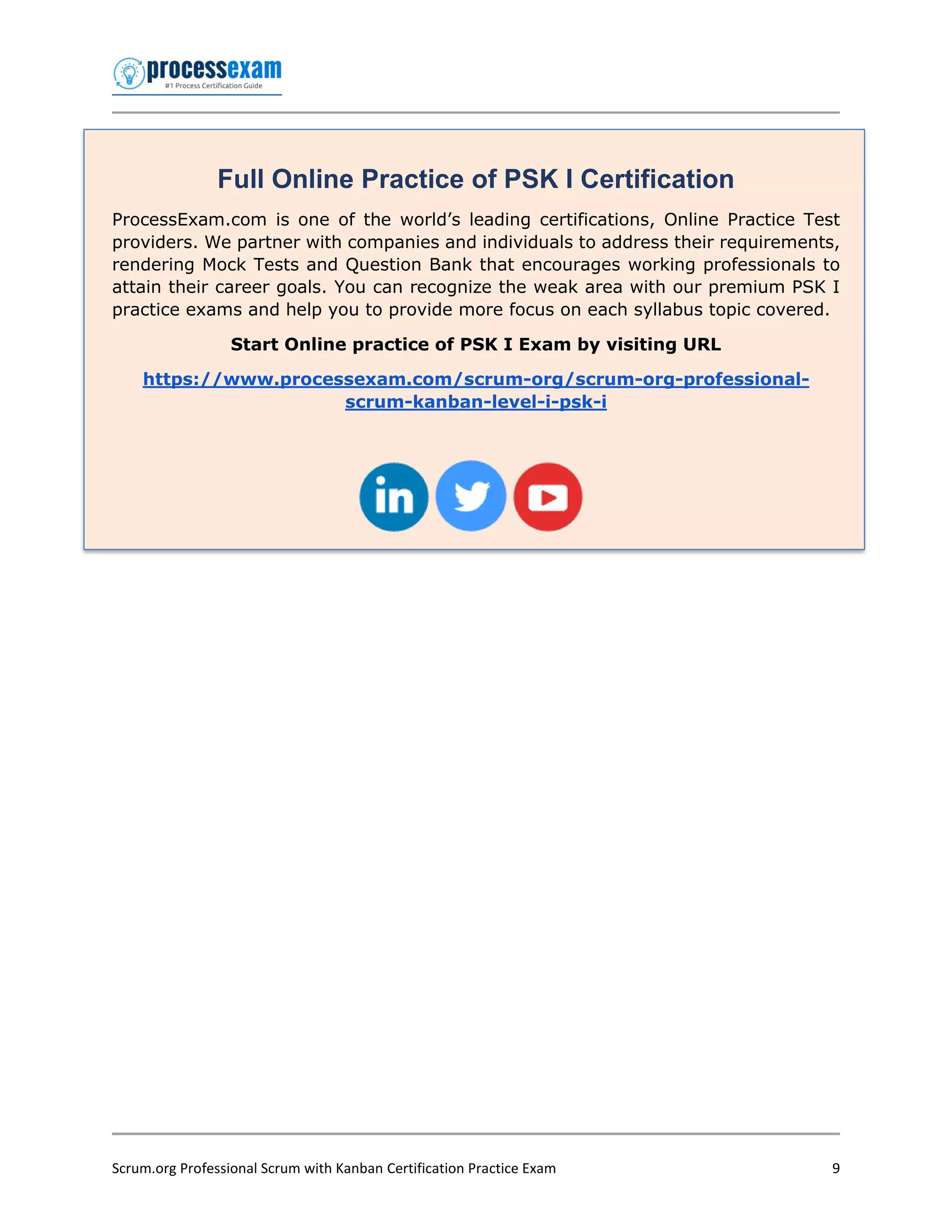 Scrum.org Professional Scrum with Kanban (PSK I) Certification | Question & Answer | PDF