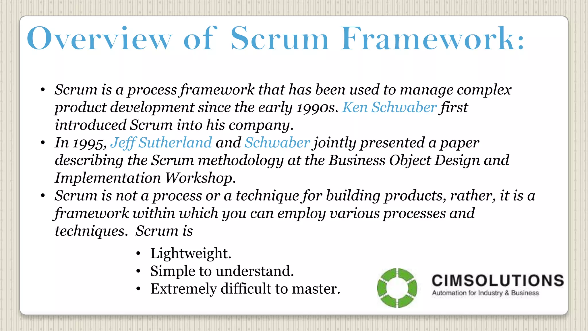 Scrum overview | PPTX | Technology & Computing