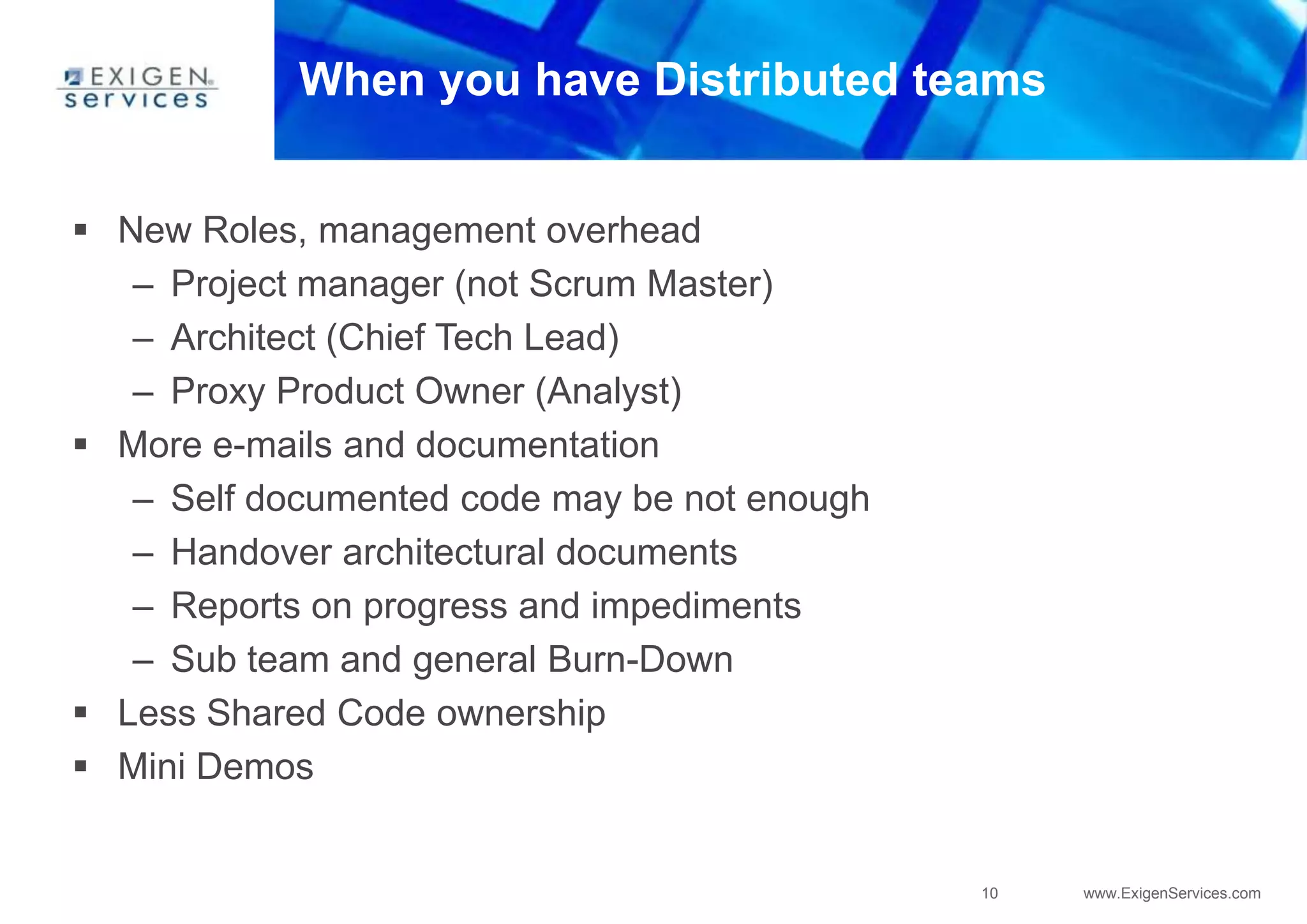 Scrum distribution risk score | PPT