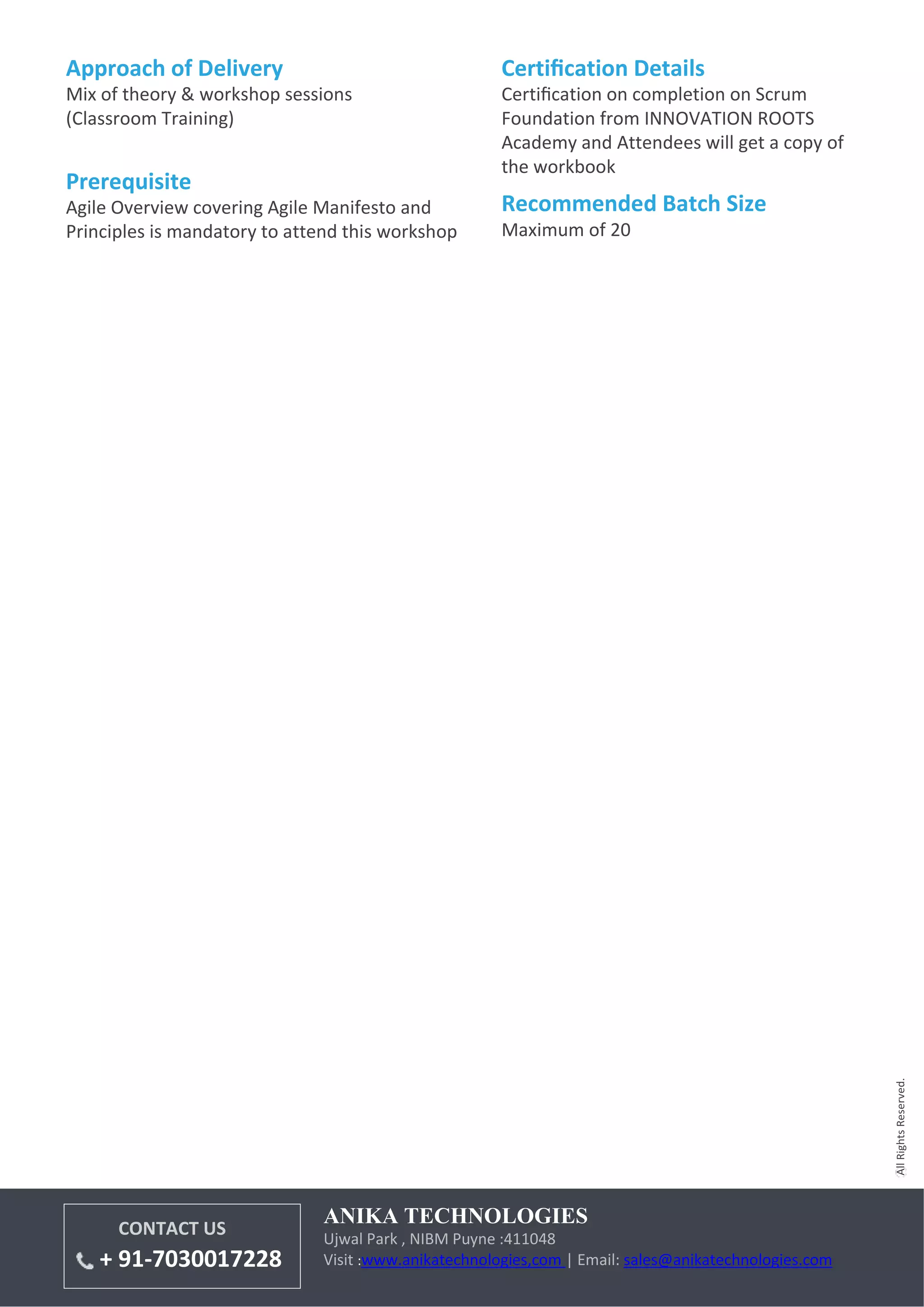 Scrum Foundation Training by Anika Technologies | PDF