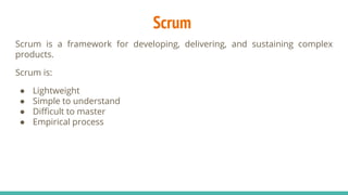 Scrum framework-- Beginner to intermediate level | PPT