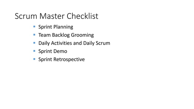 Scrum master checklist | PPT