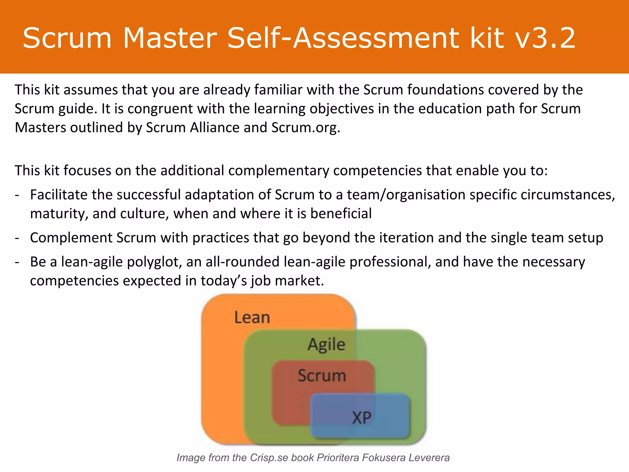 Scrum master self-assessment kit v3.2 | PPTX
