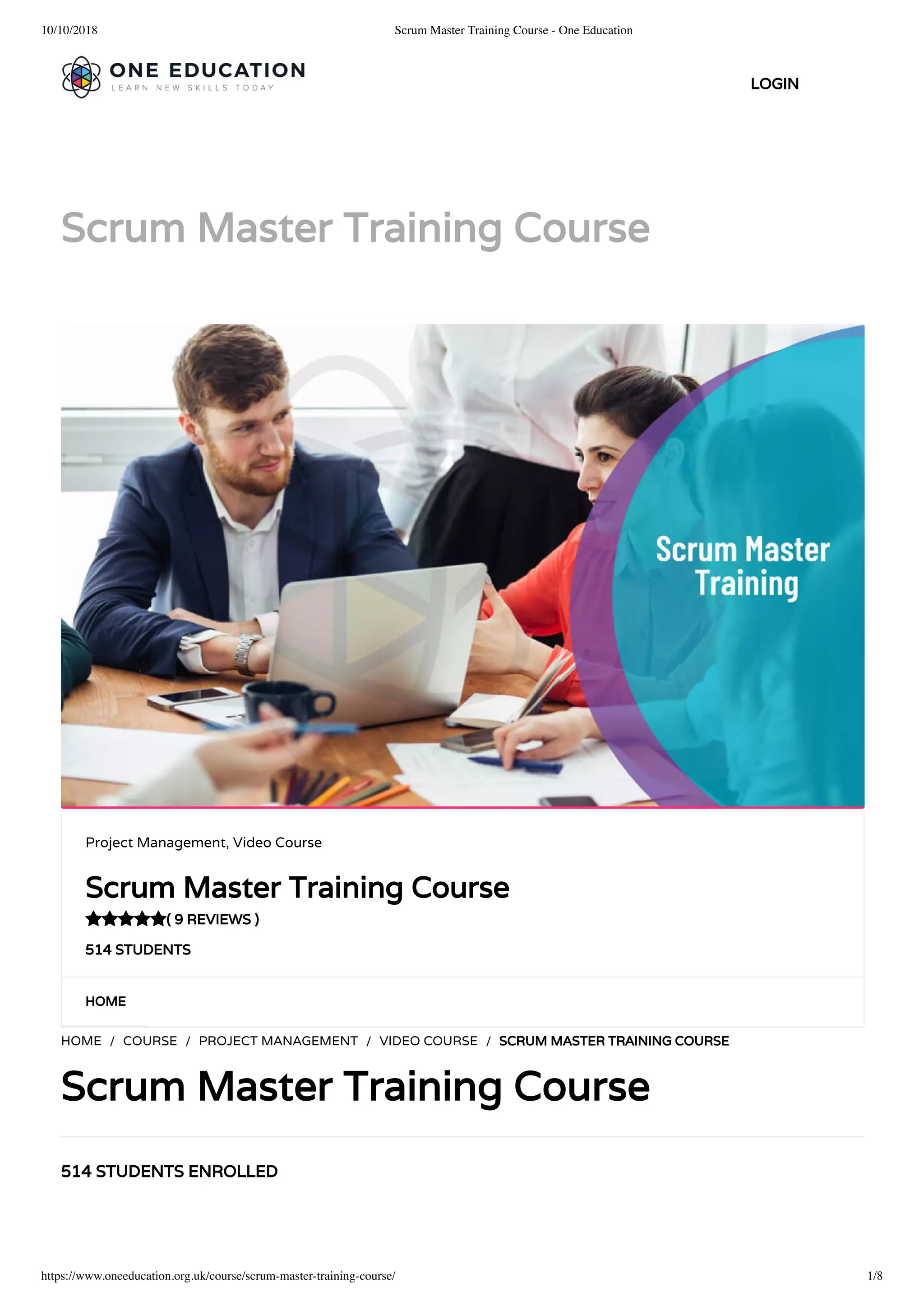 Scrum Master Training Course - One Education | PDF