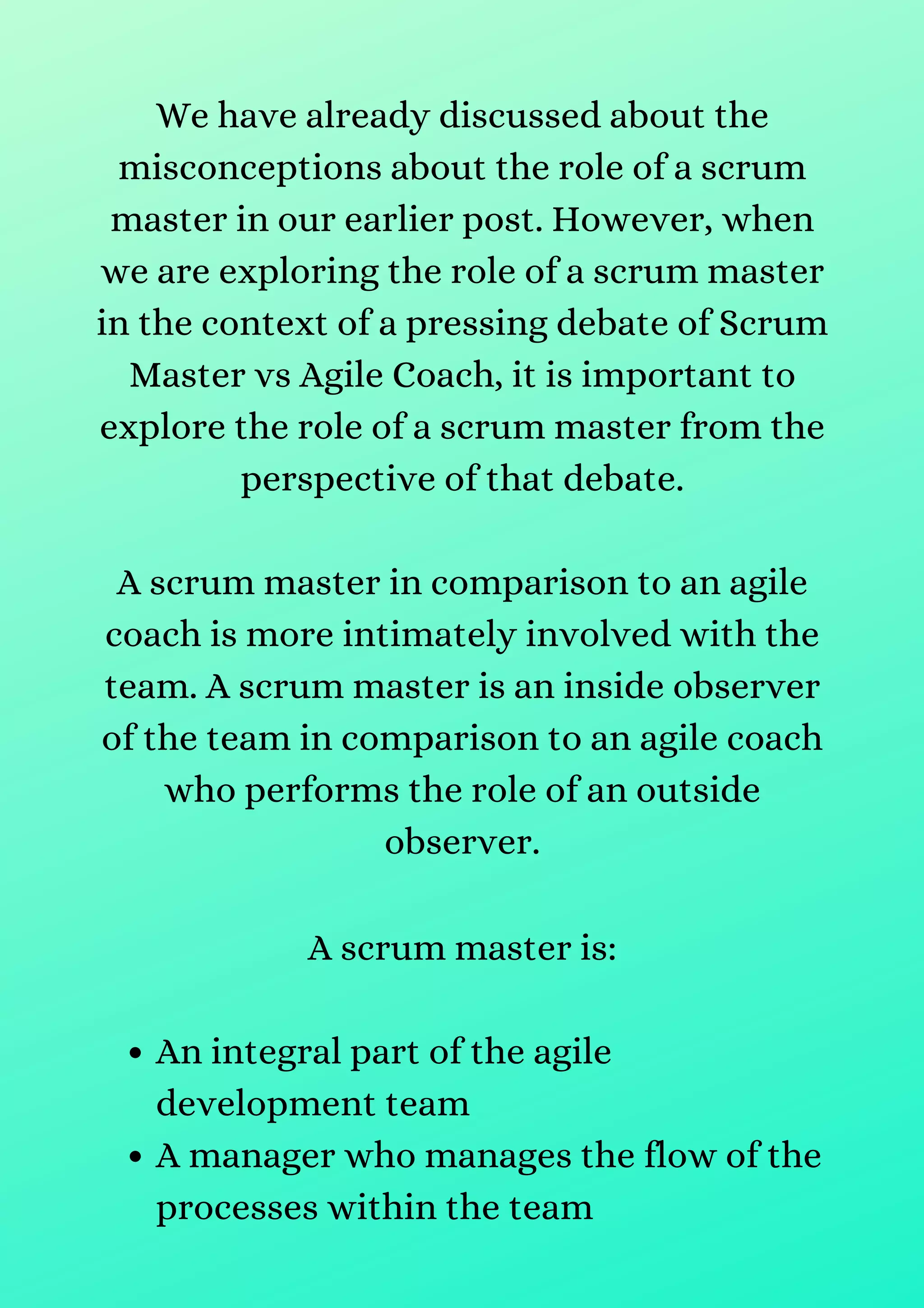 Scrum master vs agile coach difference explained | PDF