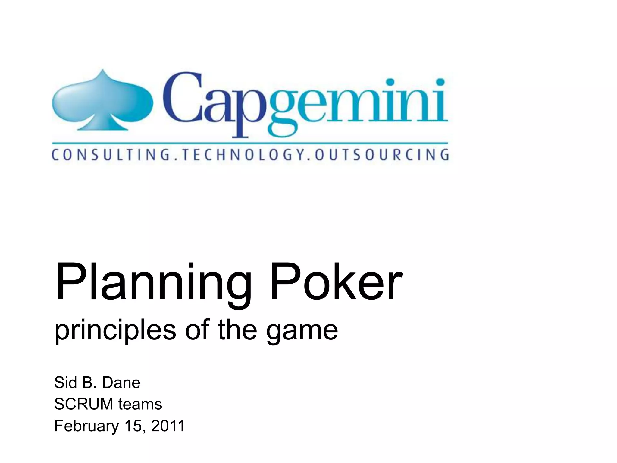 Scrum planning poker, principles of the game | PPTX