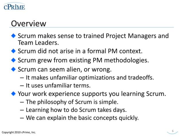 Introduction to Scrum for Project Managers | PPTX