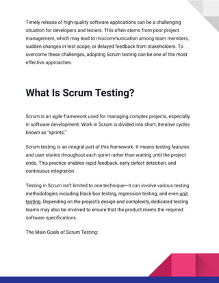 Automation in Scrum Testing: Speed Without Sacrificing Quality | PDF