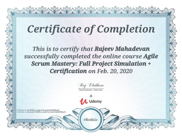 Agile SCRUM Mastery Certificate | PDF