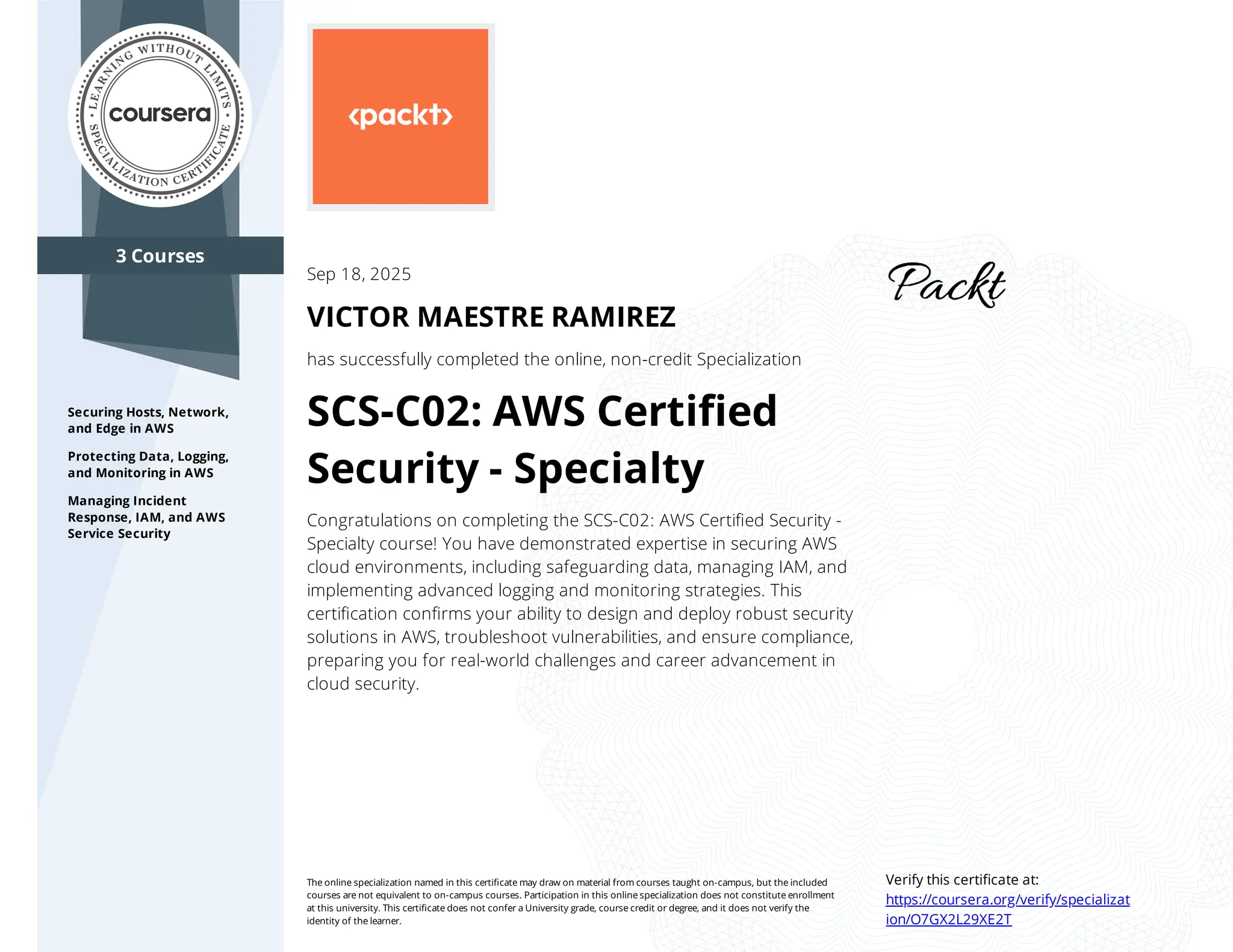 SCS-C02: AWS Certified Security - Specialty Specialization Certificate | PDF