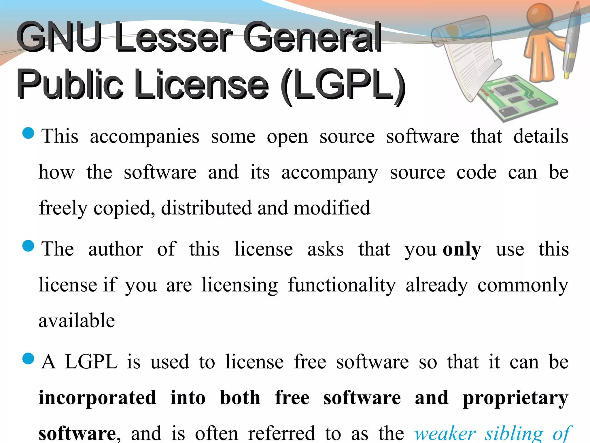 GNU GPL, LGPL, Apache licence Types and Differences | PPT