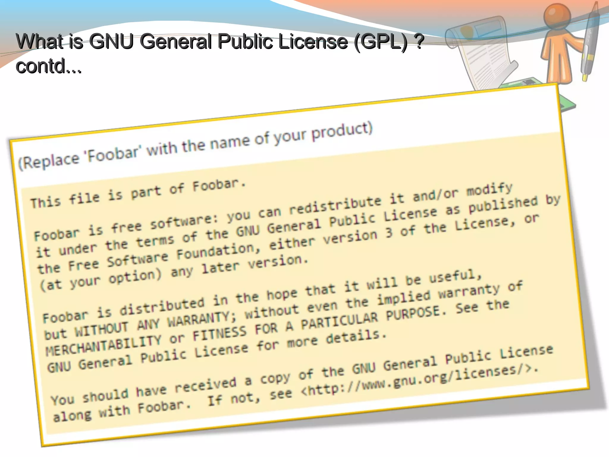 GNU GPL, LGPL, Apache licence Types and Differences | PPT