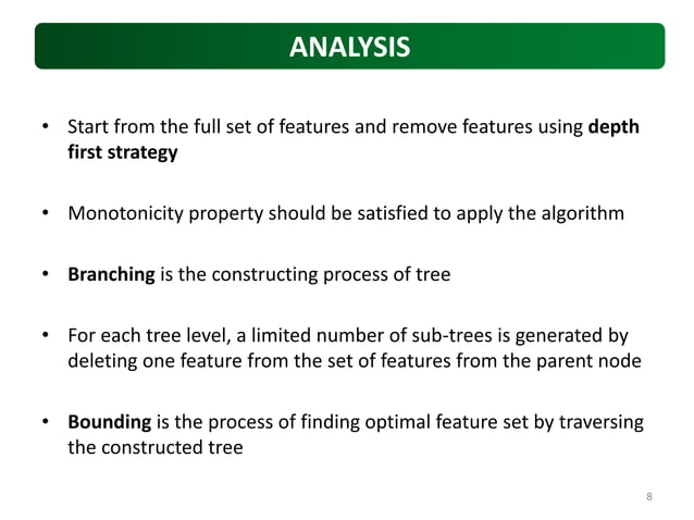 Analysis Of Feature Selection Algorithms Branch And Bound And Beam