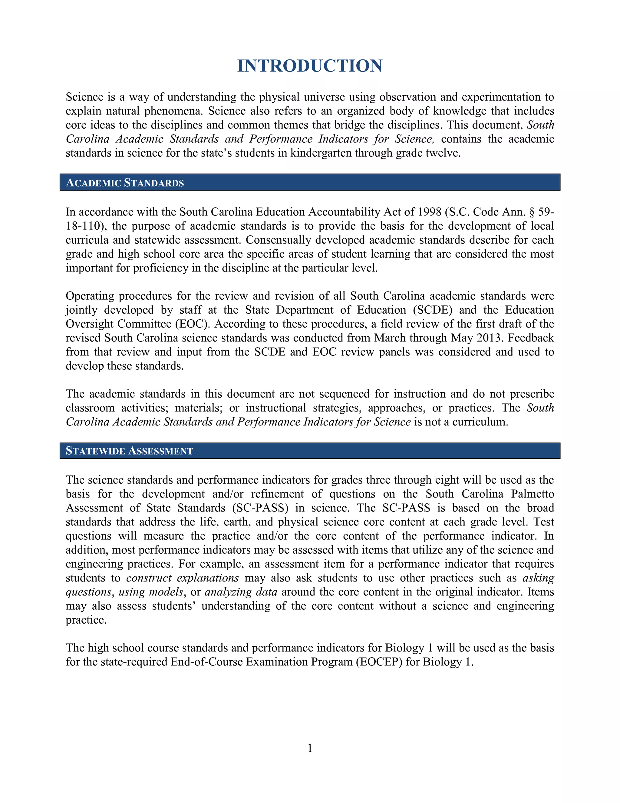 SC Science Academic Standards | PDF