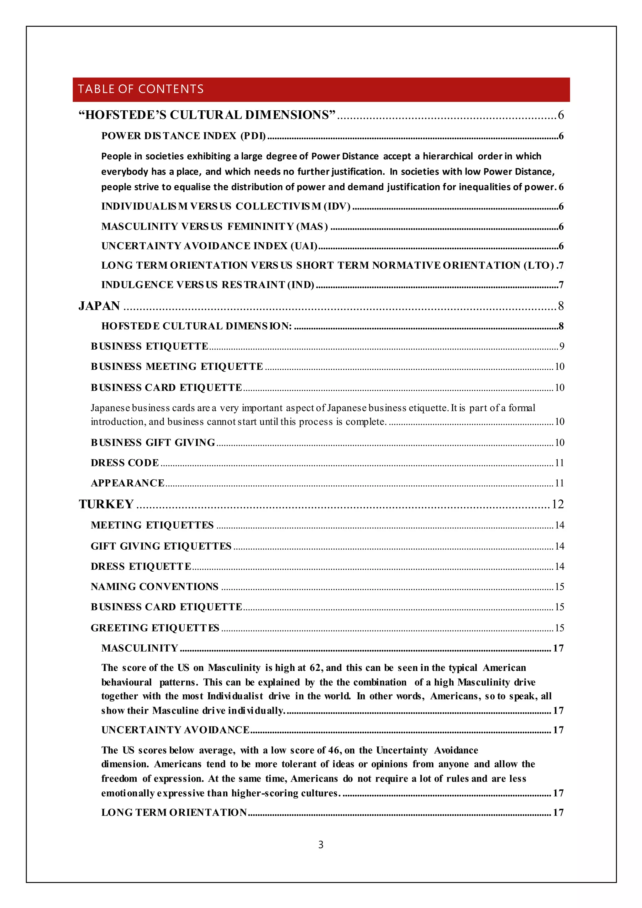 Hofstede's Cultural Dimensions | DOCX