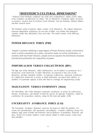 Hofstede's Cultural Dimensions | DOCX