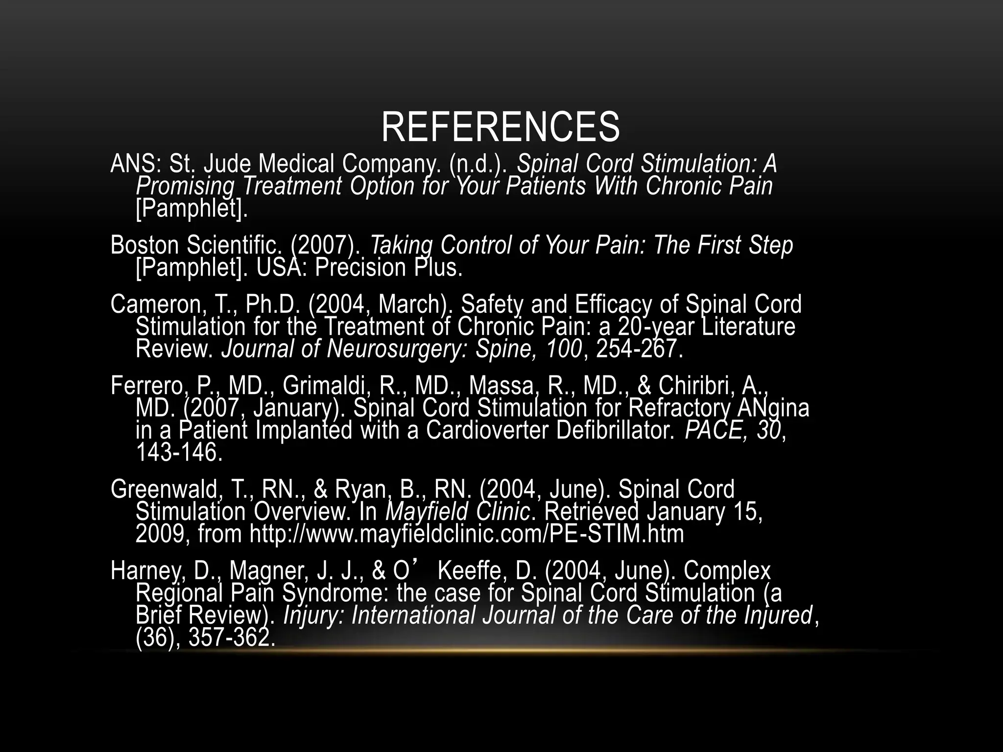 Spinal cord stimulation- principles and clinical applications | PPT