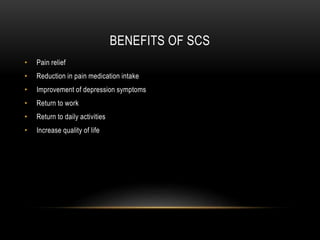 Spinal cord stimulation- principles and clinical applications | PPT