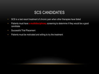 Spinal cord stimulation- principles and clinical applications | PPT