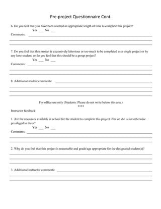 SCS Pre-Project Questionnaire | PDF