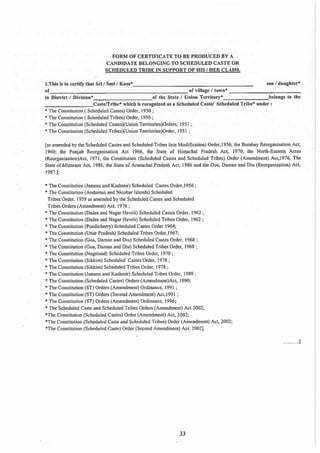 SC ST FORMAT Issued by: District Magistrate, Sub-Divisional Officer, or ...