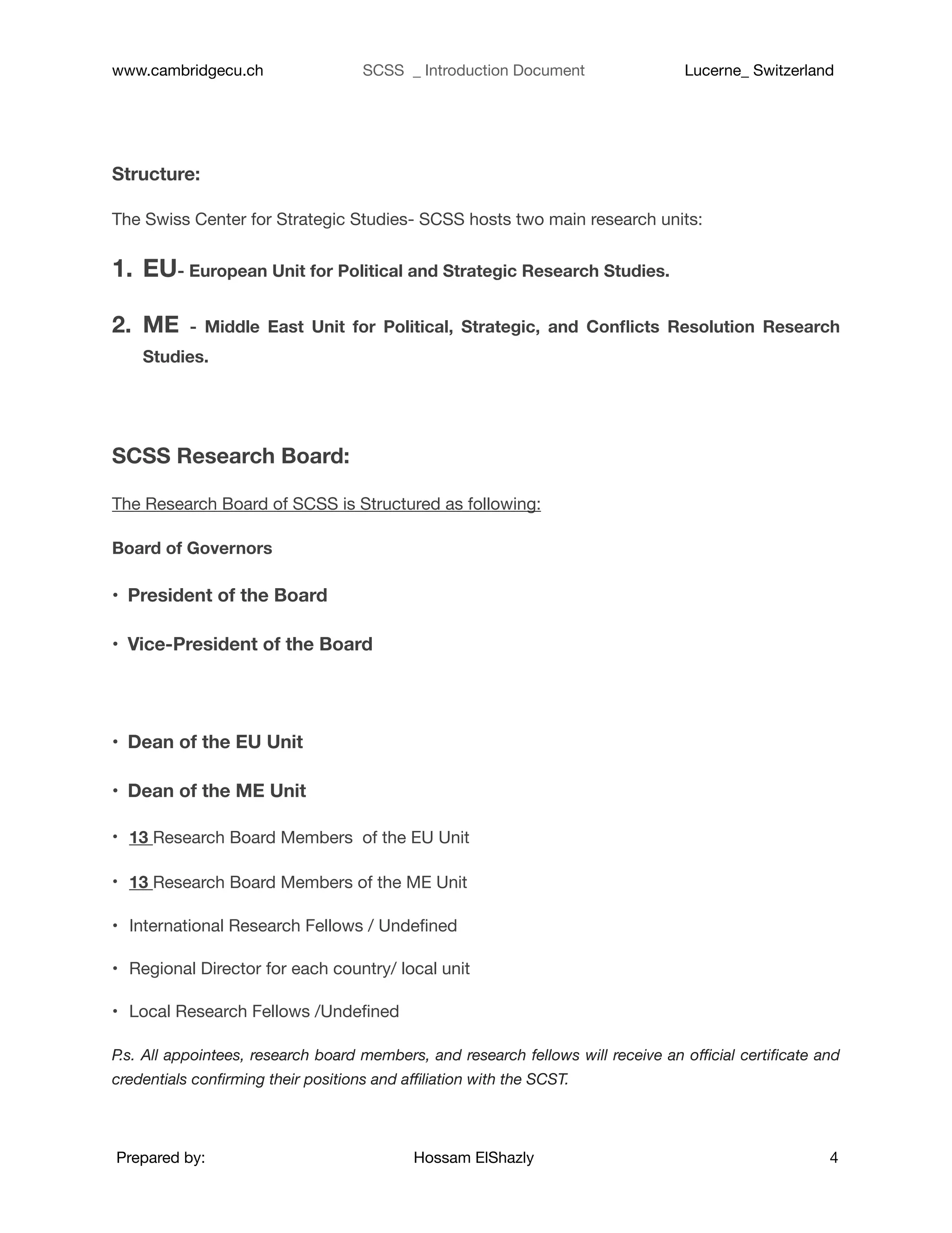 The Swiss Center for Strategic Studies, Lucerne, SCSS | PDF