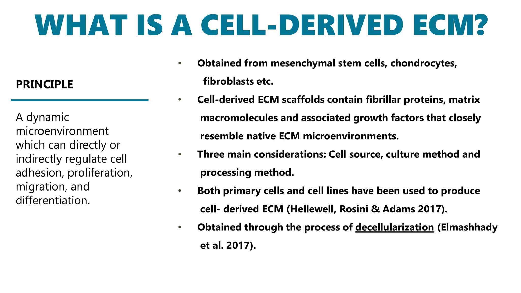 CELL-DERIVED EXTRACELLUALR MATRIX (ECM) IN TISSUE ENGINEERING [SCT60103 ...