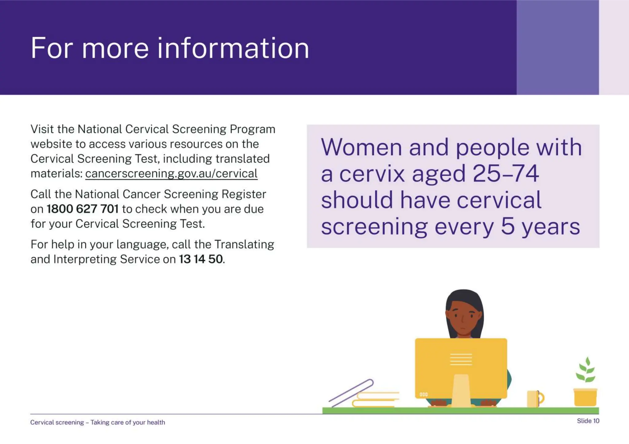 Cervical screening – taking care of your health flipchart | PPTX