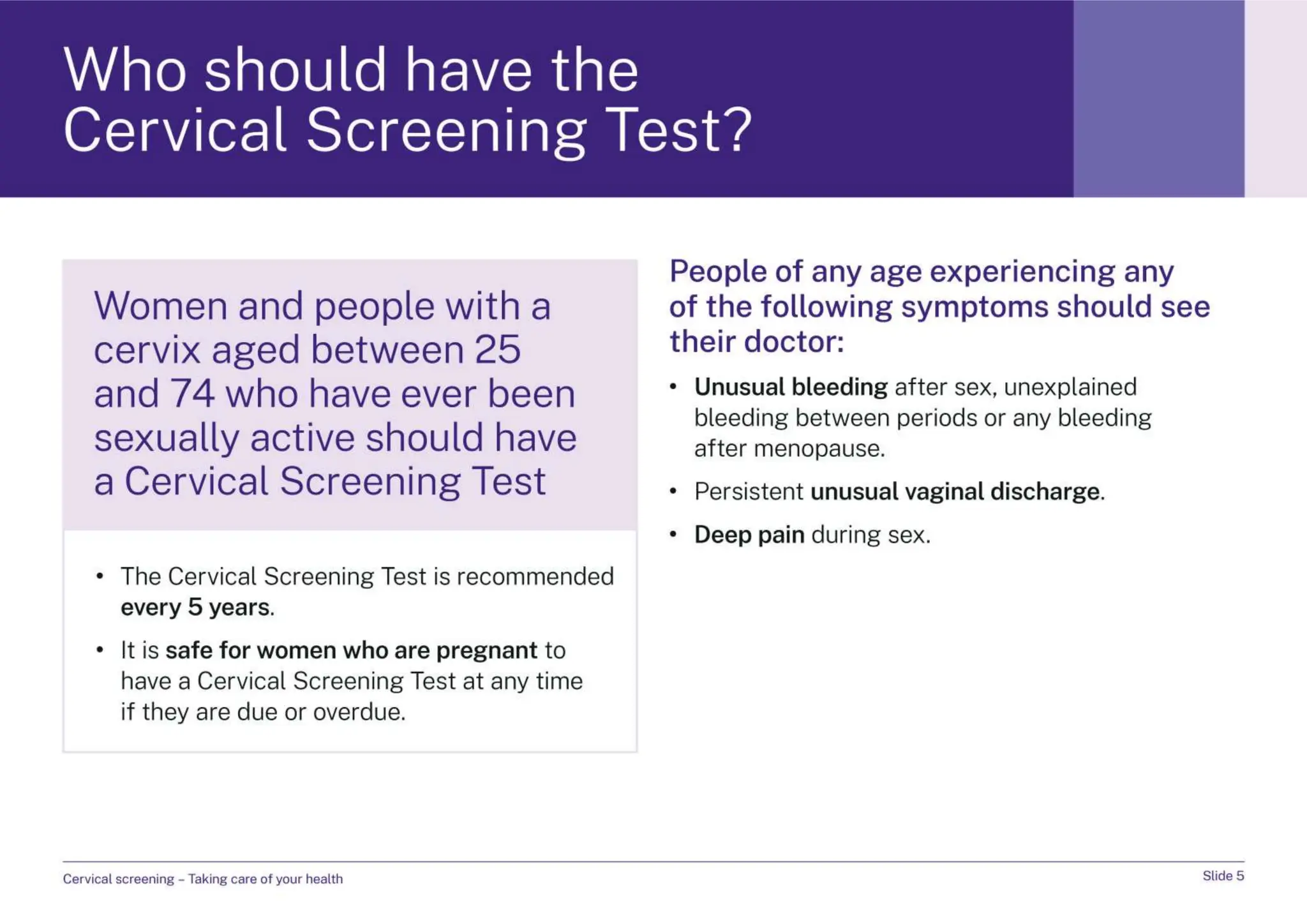 Cervical screening – taking care of your health flipchart | PPTX