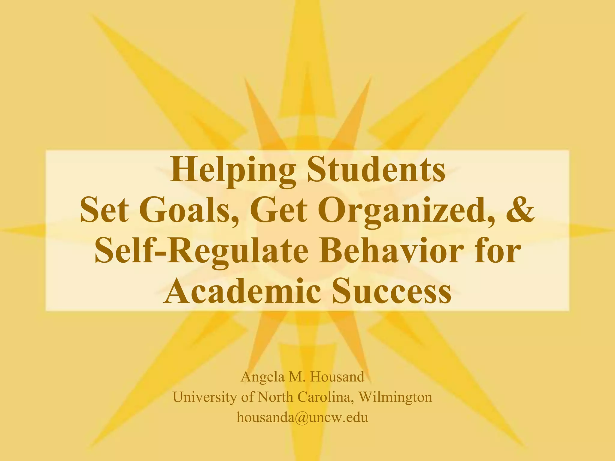 Helping Students Self-Regulate for Success - Teachers | PPTX