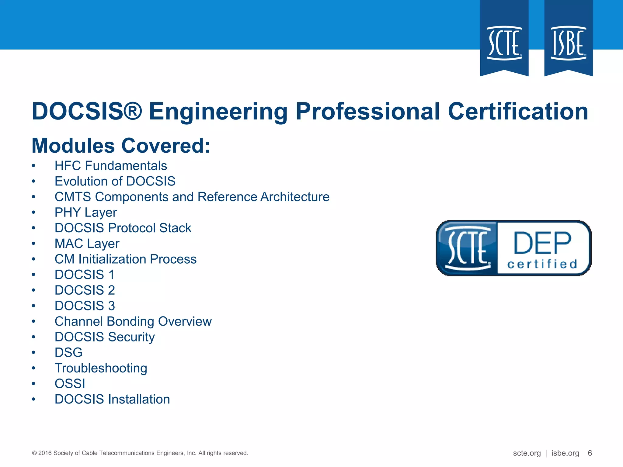 DOCSIS Engineering Professional (DEP) Certification | PPT