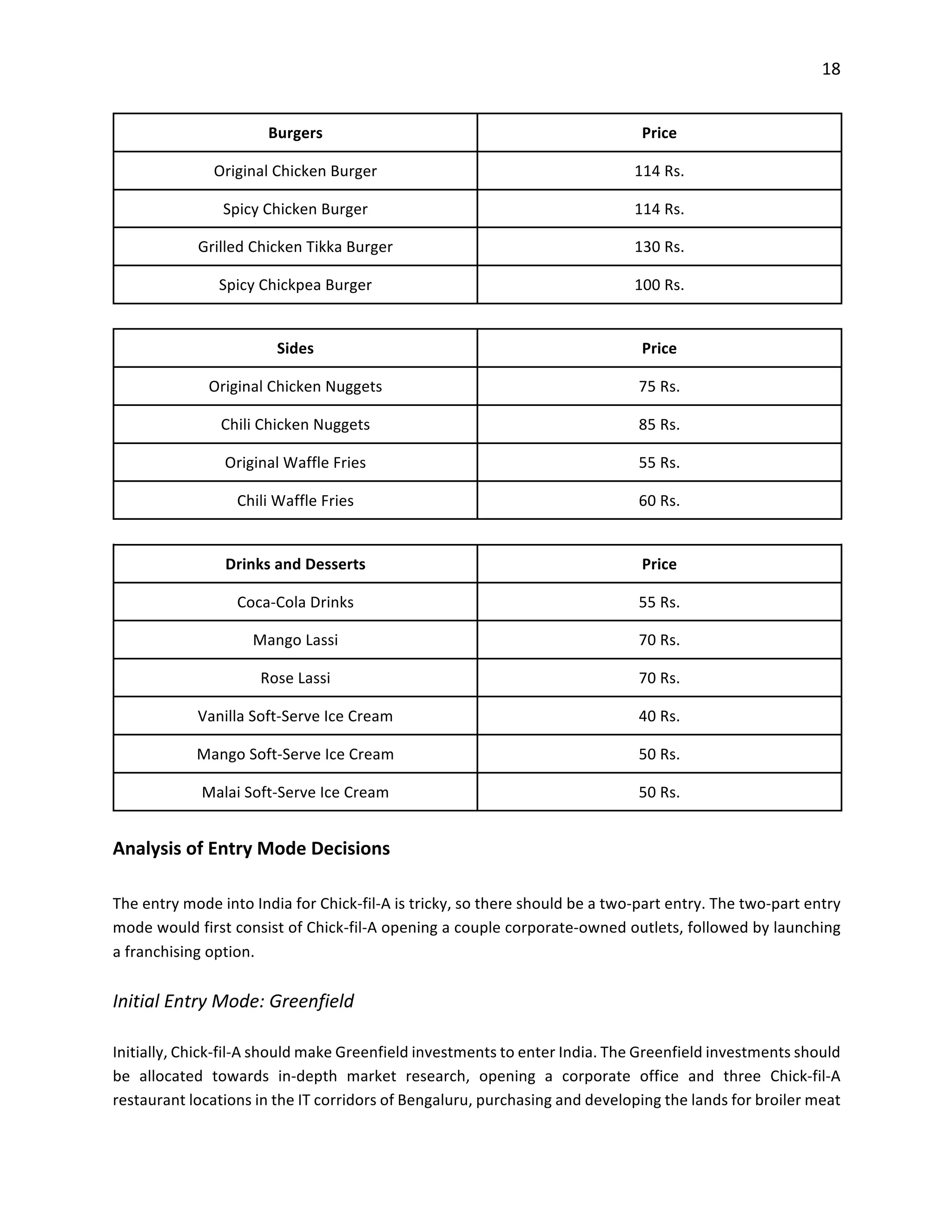 Internationalization Strategy for Chick-fil-A Entering India | PDF