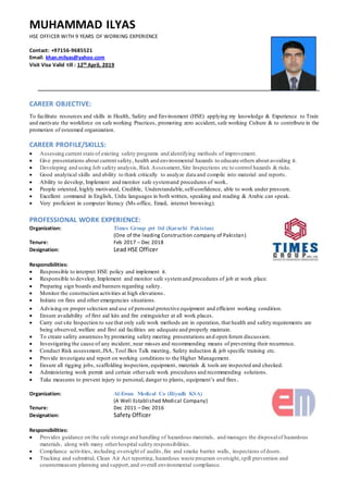 safety officer cv uae ilyas | DOCX