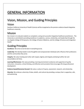 Vision, Mission, and Guiding Principles for SCUHS | PDF