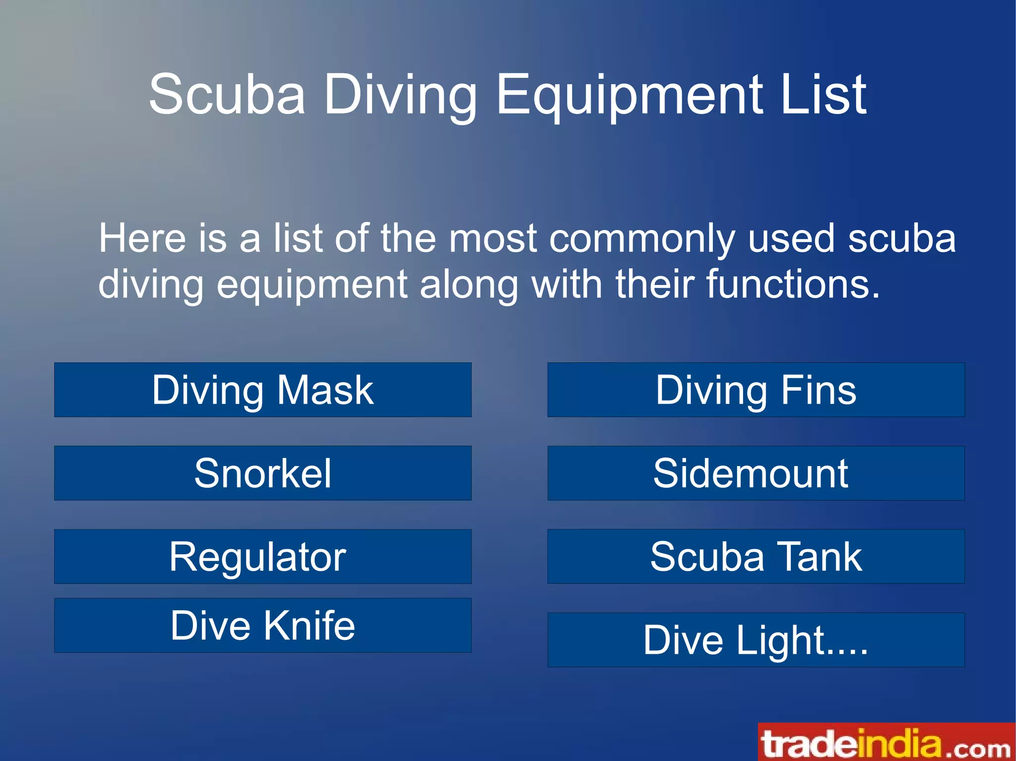 Scuba Diving Equipment List | PDF