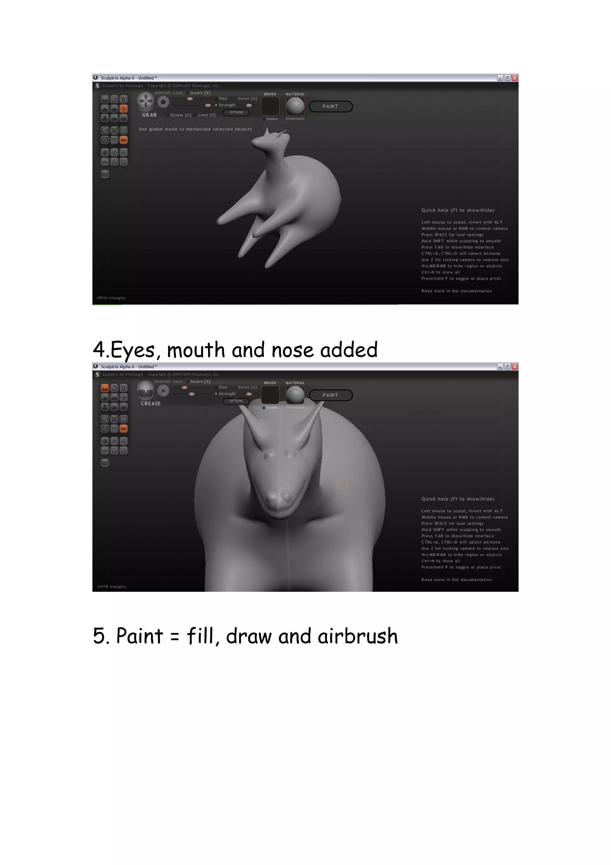 Sculptris quadraped progression in creation | DOC