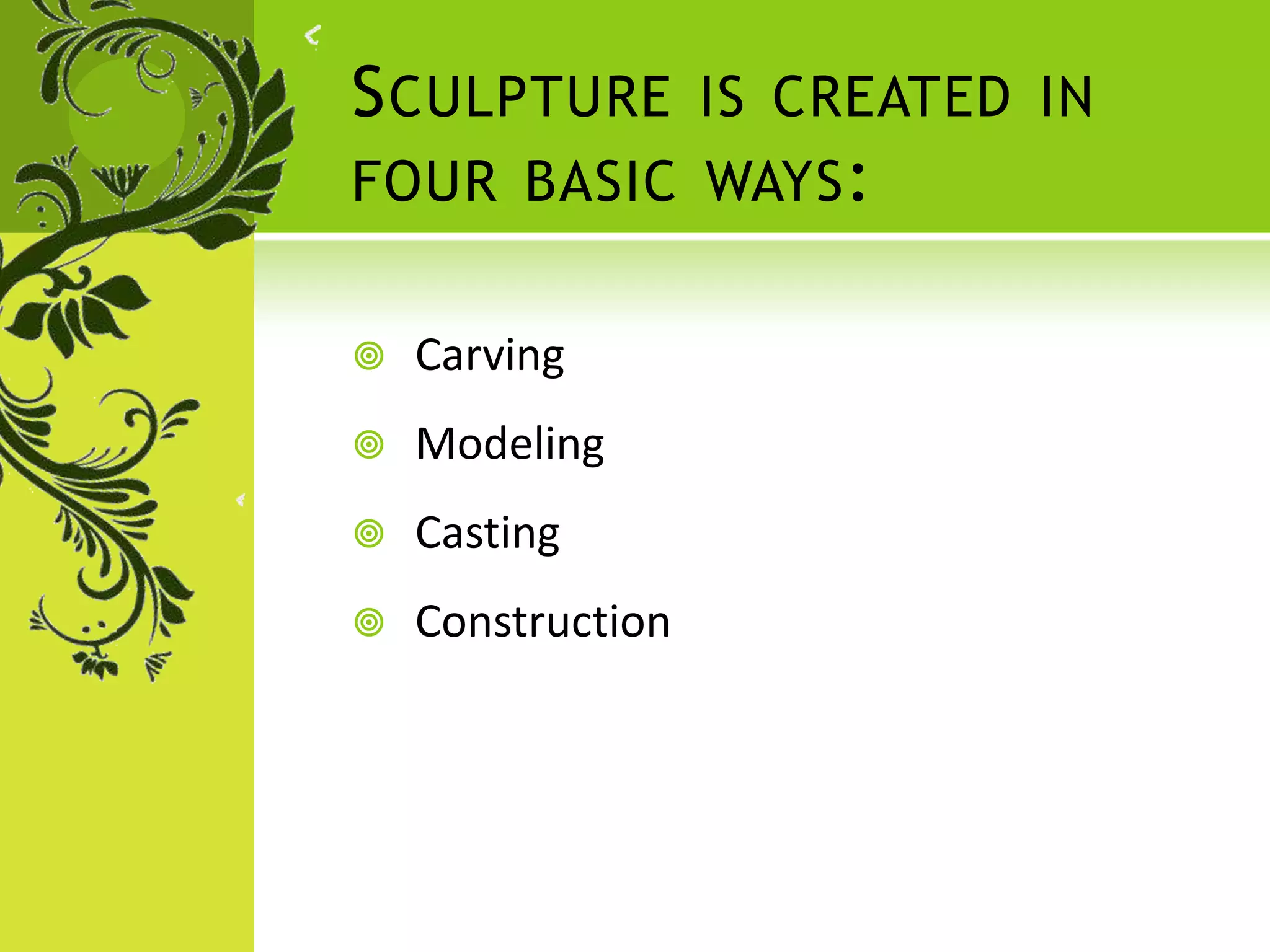 SCULPTURE: ADDITIVE,SUBTRACTIVE AND KINETIC | PPTX