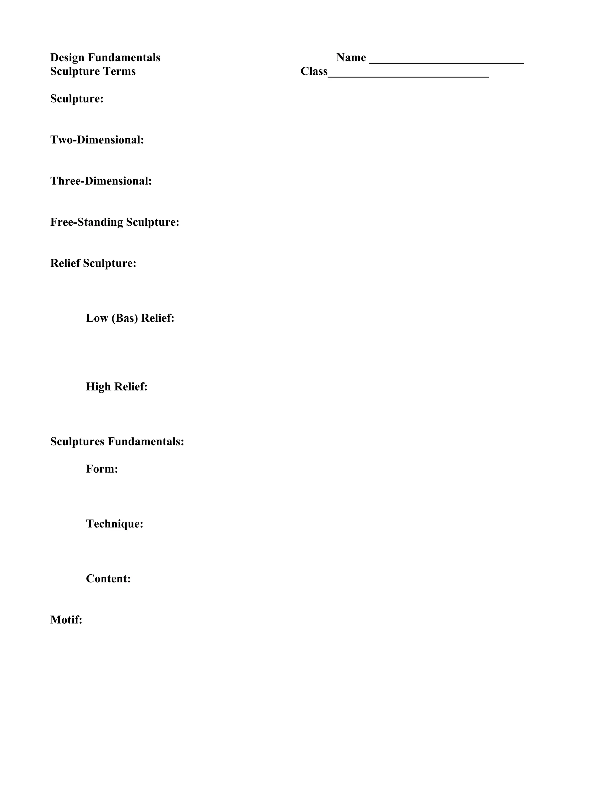 Sculpture Terms Ron | DOC