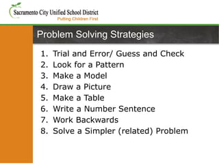 High School Math Teachers Problem Solving Strategies | PPTX